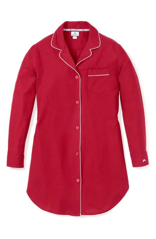 PETITE PLUME Cotton Flannel Nightshirt - Red