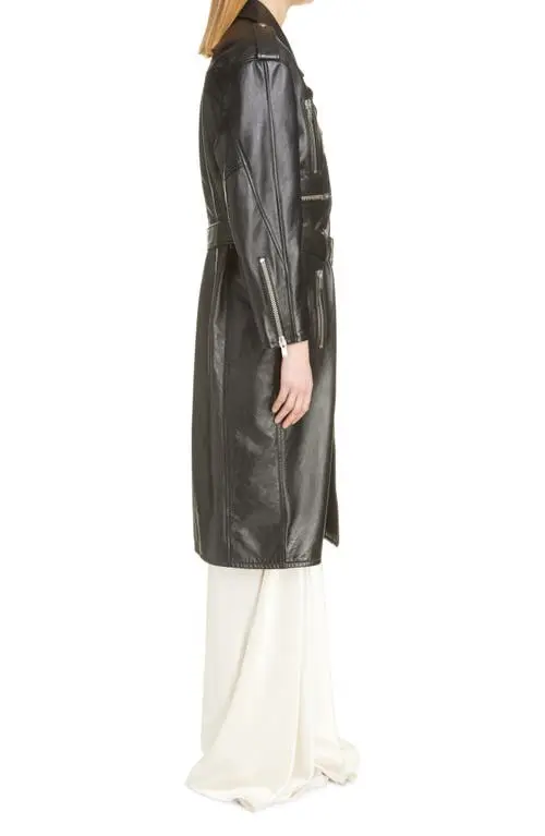 Saint Laurent Lambskin Leather Long Motorcycle Jacket
