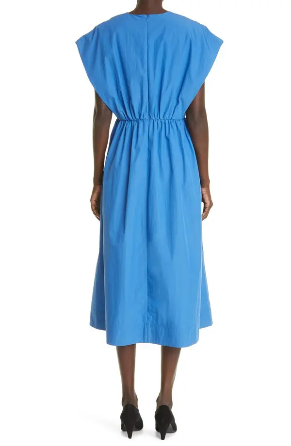 Co Gathered A-line Poplin Midi Dress