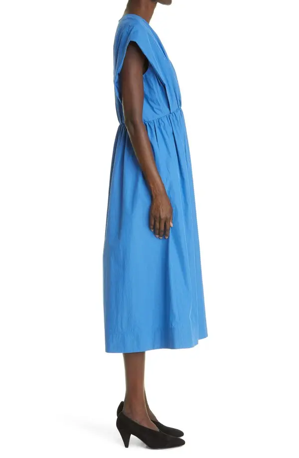 Co Gathered A-line Poplin Midi Dress