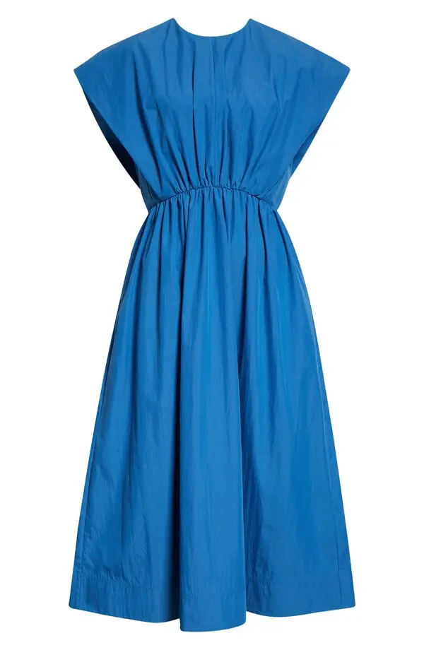 Co Gathered A-line Poplin Midi Dress