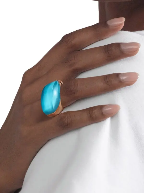 Vhernier Aladino 18k Rose Gold, Rock Crystal, & Gemstone Ring - Jade