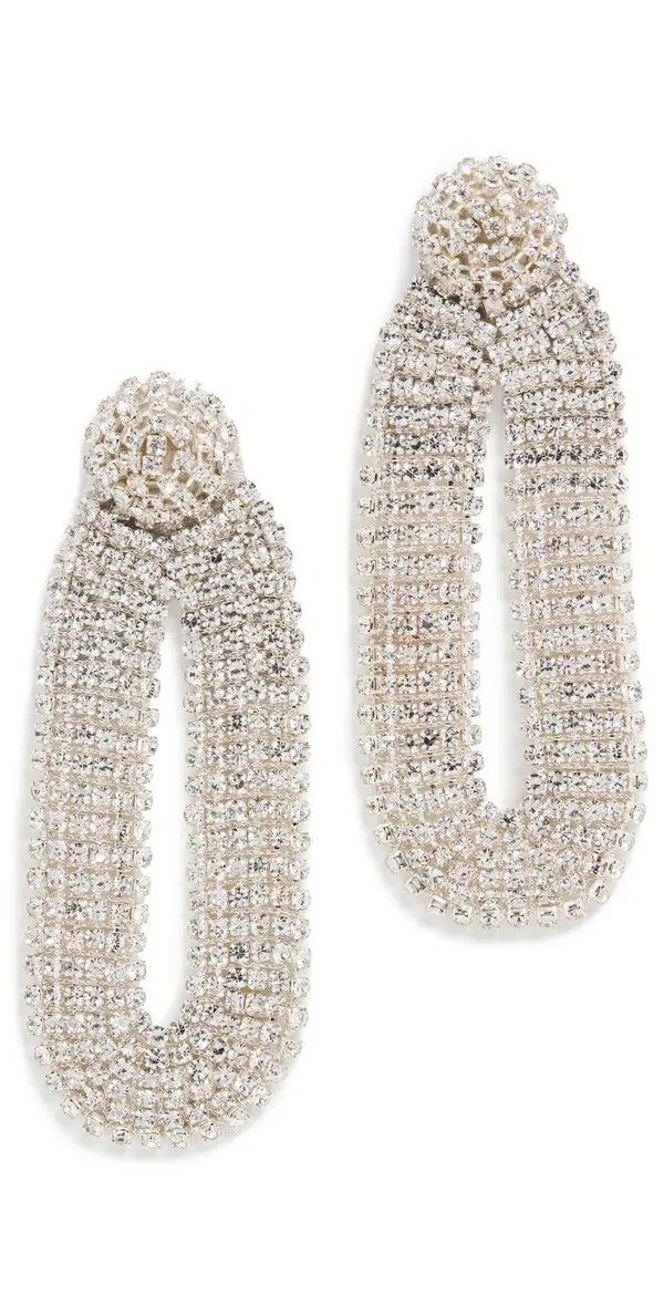 Deepa Gurnani Shyna Mesh Hoop Earrings - Silver