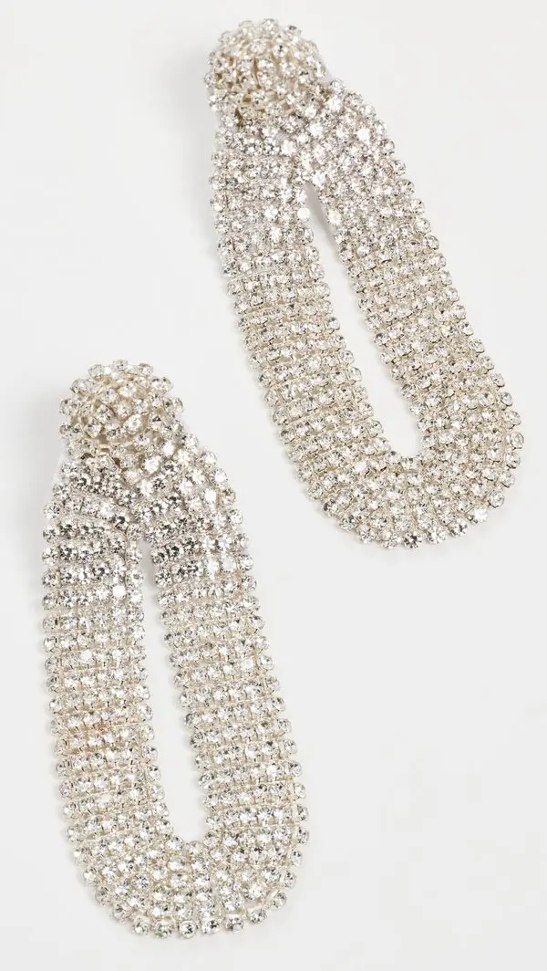 Deepa Gurnani Shyna Mesh Hoop Earrings - Silver