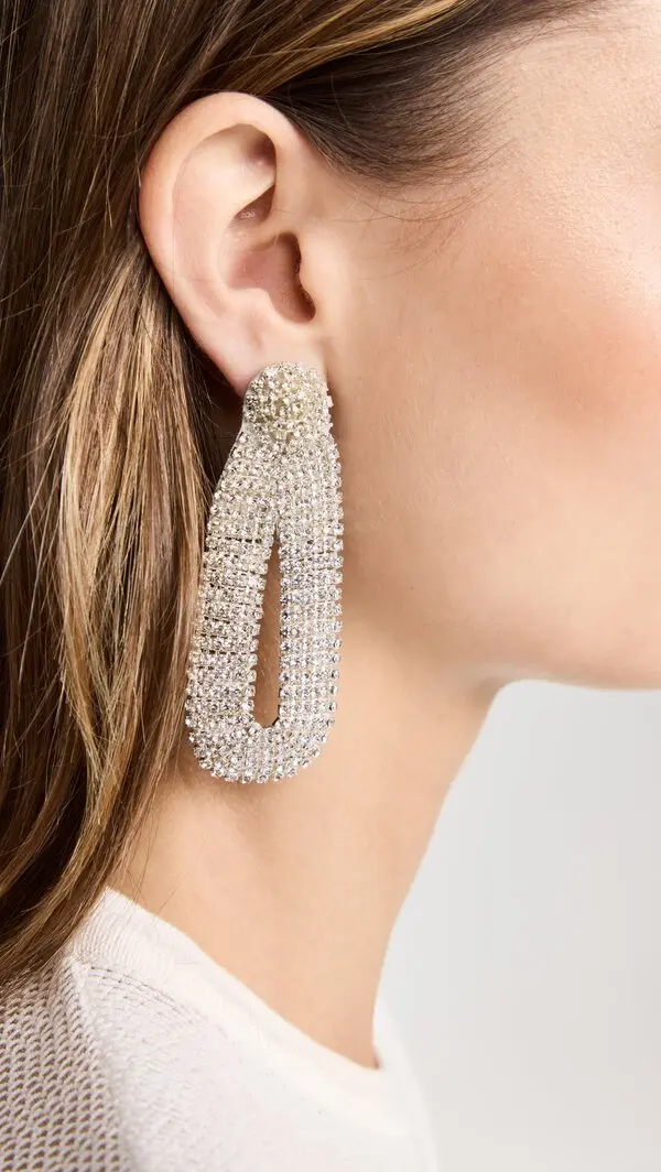 Deepa Gurnani Shyna Mesh Hoop Earrings - Silver