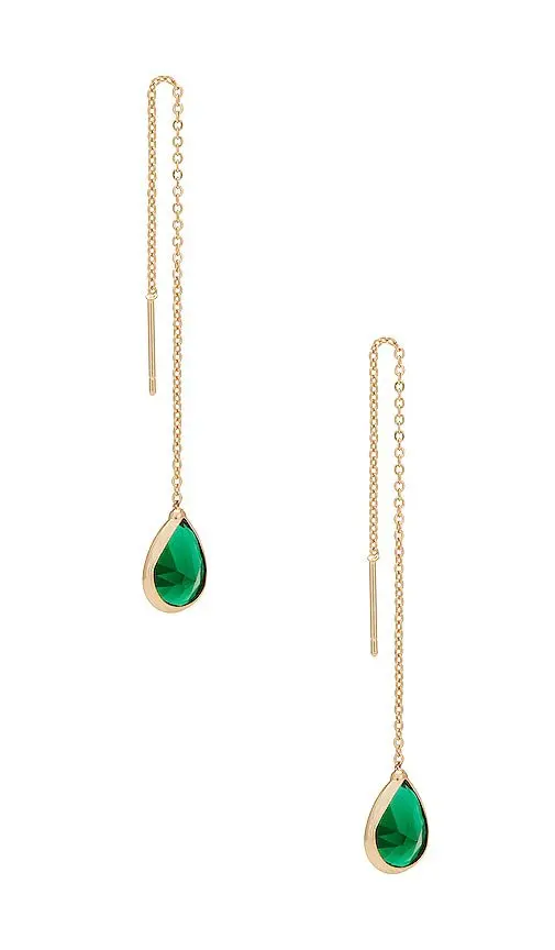 Ettika Barely There Chain Dangle Earrings - Green Crystal