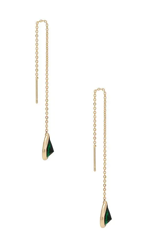 Ettika Barely There Chain Dangle Earrings - Green Crystal