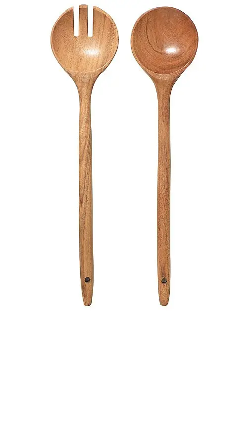 PUBLIC GOODS Acacia Salad Serving Utensils Set Of 2 In Tan - N,a