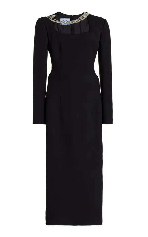 Prada Chain-embellished Cady Midi Dress