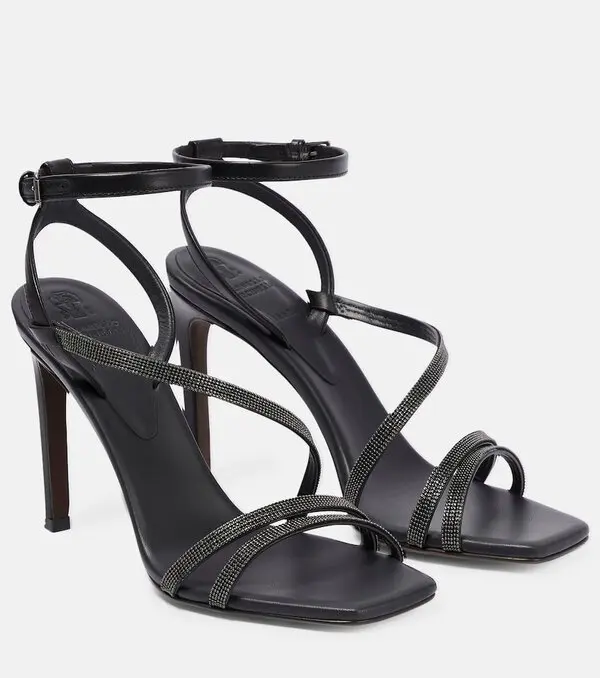 Brunello Cucinelli Embellished Leather Sandals
