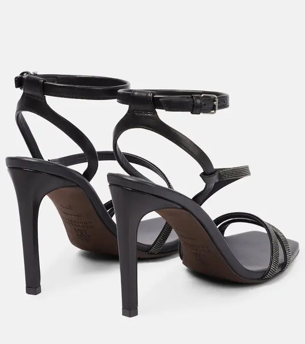 Brunello Cucinelli Embellished Leather Sandals