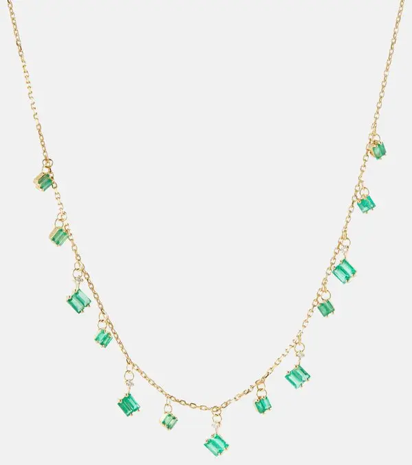 SUZANNE KALAN 18kt Gold Necklace With Diamonds And Emeralds - Green