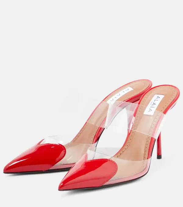 Alaïa Cœur Patent Leather Mules - Red