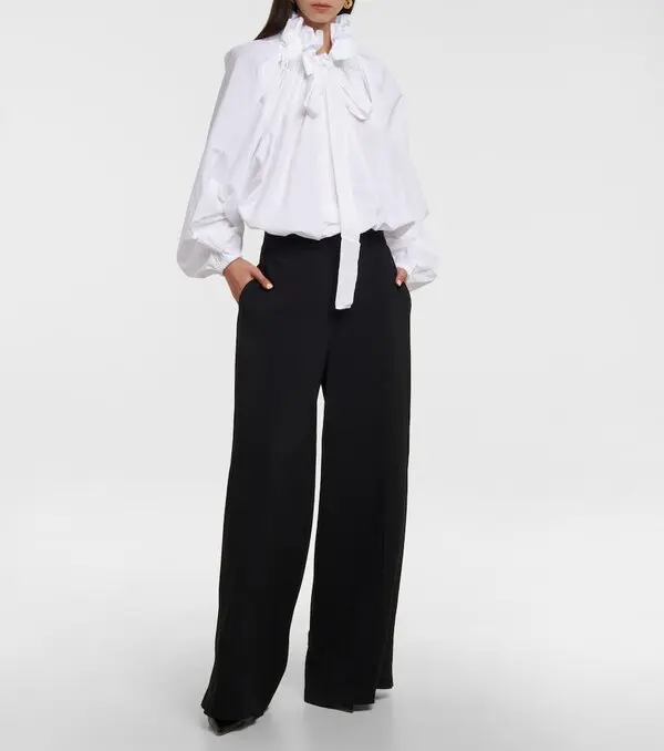 PATOU Ruffled Tie-neck Blouse - White