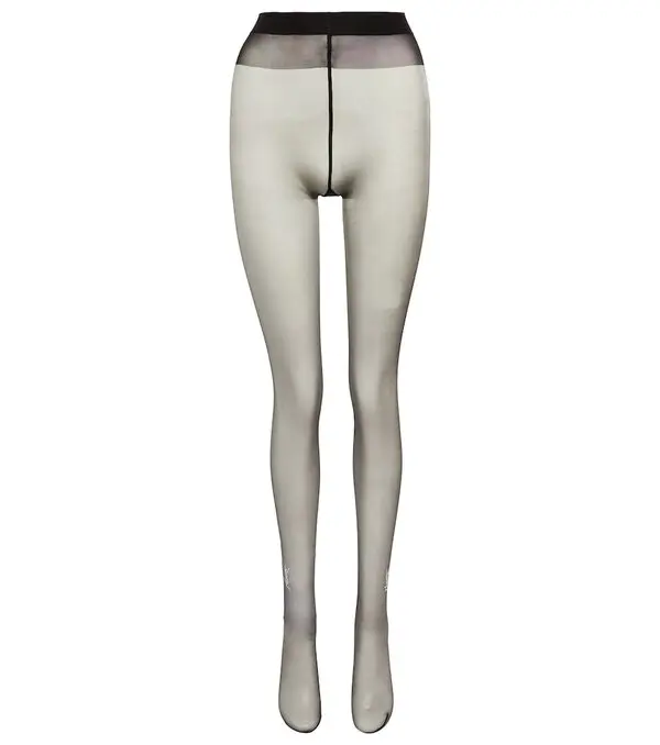 Saint Laurent Monogram Crystal-embellished Tights - Black