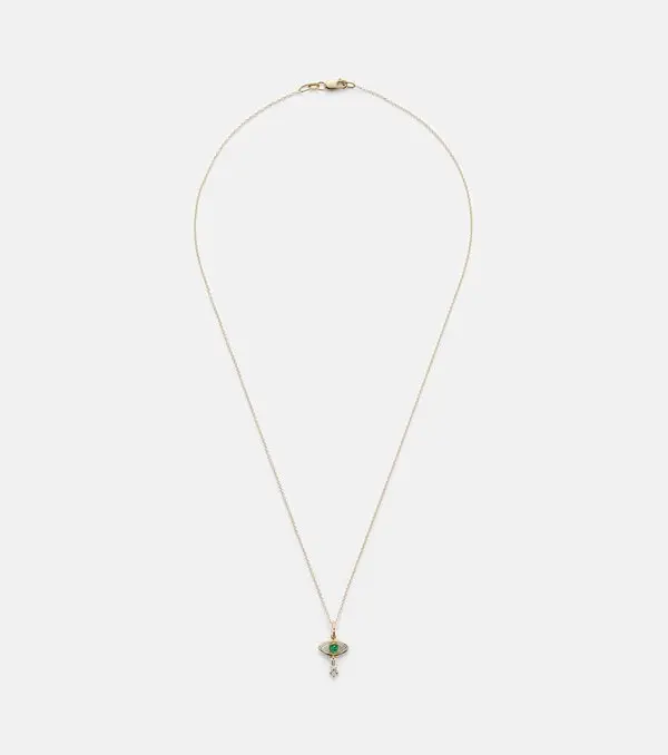 Ileana Makri 18kt Yellow Necklace With Emerald And Diamonds - Gold