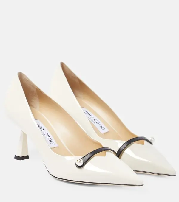 JIMMY CHOO Rosalia 65 Patent Leather Pumps - White
