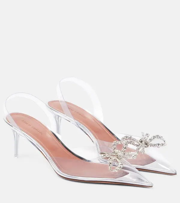 Amina Muaddi Rosie Embellished Slingback Pumps - Silver