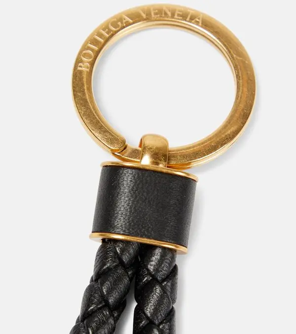 Bottega Veneta Intreccio Leather Keyring - Black
