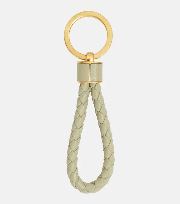 Bottega Veneta Intreccio Leather Keyring - Green