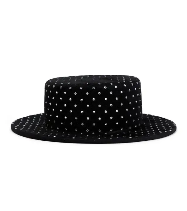 Ruslan Baginskiy Embellished Canotier Hat - Black