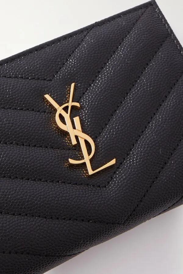 Saint Laurent Cassandre Quilted Textured-leather Wallet - Black