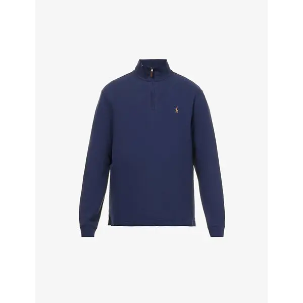 Polo Ralph Lauren Half-zip Logo Embroidered Cotton Jersey Sweatshirt - Cruise Navy