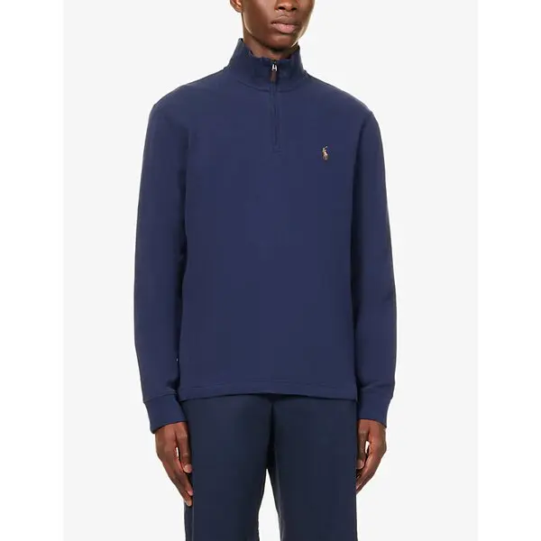 Polo Ralph Lauren Half-zip Logo Embroidered Cotton Jersey Sweatshirt - Cruise Navy