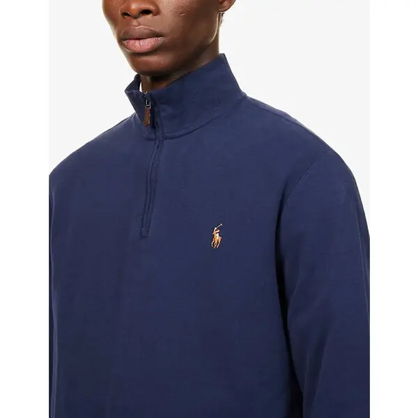 Polo Ralph Lauren Half-zip Logo Embroidered Cotton Jersey Sweatshirt - Cruise Navy