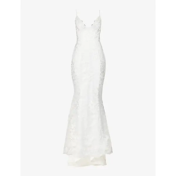 sachin and babi light blue dress ASOS EDITION Ayla embroidered bodice maxi wedding dress, Ivory