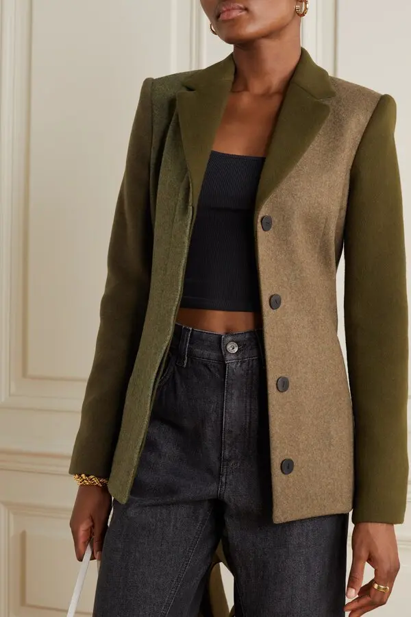 Loewe Buckle-embellished Color-block Wool-blend Felt Blazer