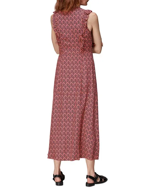 Whistles Sea Tree Ruffled Midi Dress