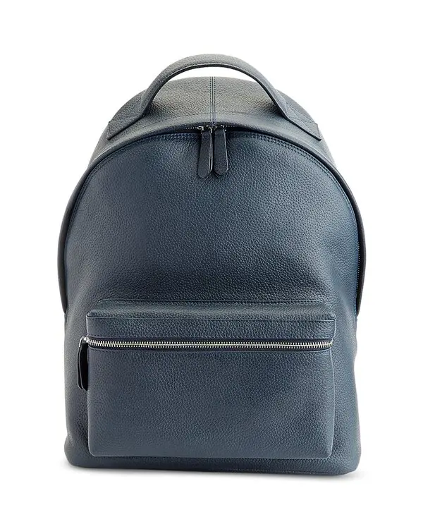 ROYCE NEW YORK 13-in. Laptop Pebbled Leather Backpack - Navy Blue