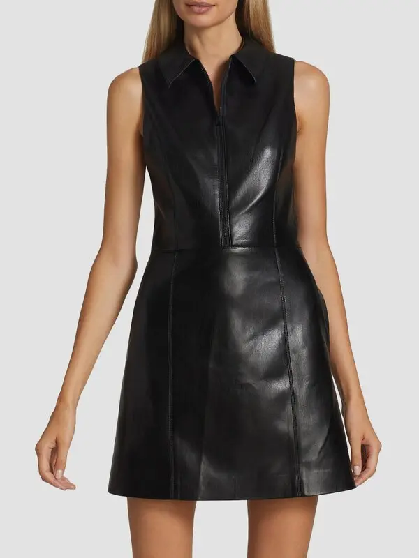Alice + Olivia Ellis Zip-front Faux Leather Minidress