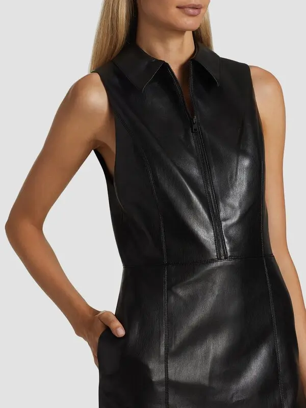 Alice + Olivia Ellis Zip-front Faux Leather Minidress
