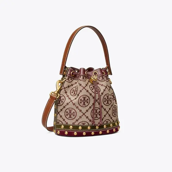 Tory Burch T Monogram Studded Bucket Bag