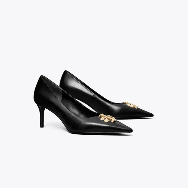 Tory Burch Eleanor Leather Pumps - Perfect Black/gold