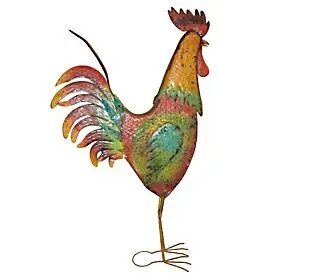 BACKYARD EXPRESSIONS Giant Metal Rooster Garden Decoration