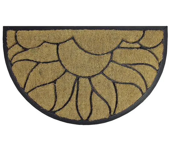 NORTHLIGHT Brown & Black Sunflower Half Round D Ormat 29 X 17 - One-color