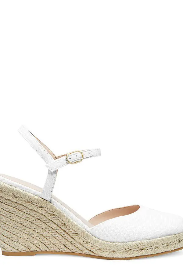 Stuart Weitzman Mykonos Closed-Toe Espadrille Wedge In Red  display picture 1