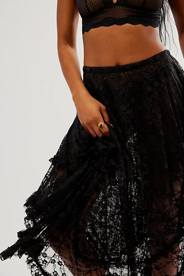 Free People French Courtship Half Slip - Black | Editorialist