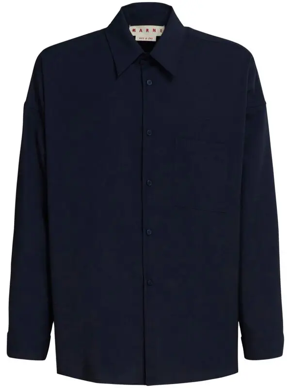 Marni Logo-tag Long-sleeve Shirt - Blue