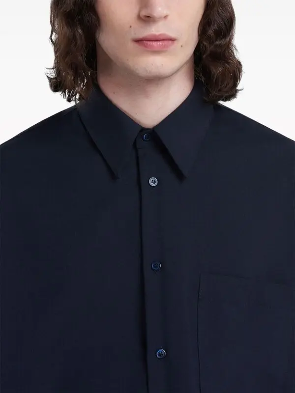 Marni Logo-tag Long-sleeve Shirt - Blue