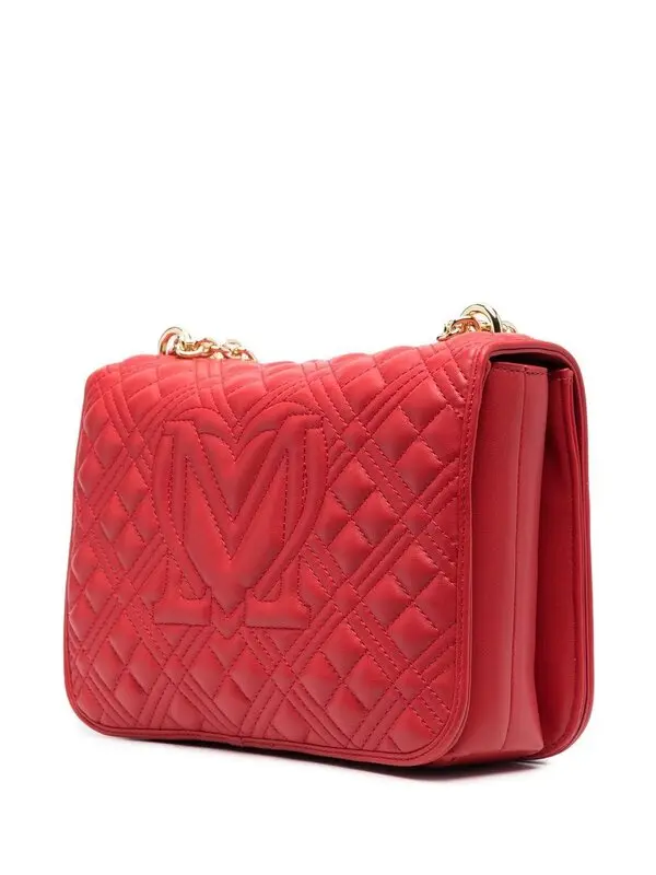 Moschino Quilted Shoulder Bag With Logo Plaque