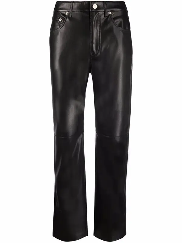 Nanushka Faux-leather Cropped Trousers - Black