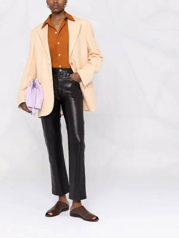 Nanushka Faux-leather Cropped Trousers - Black