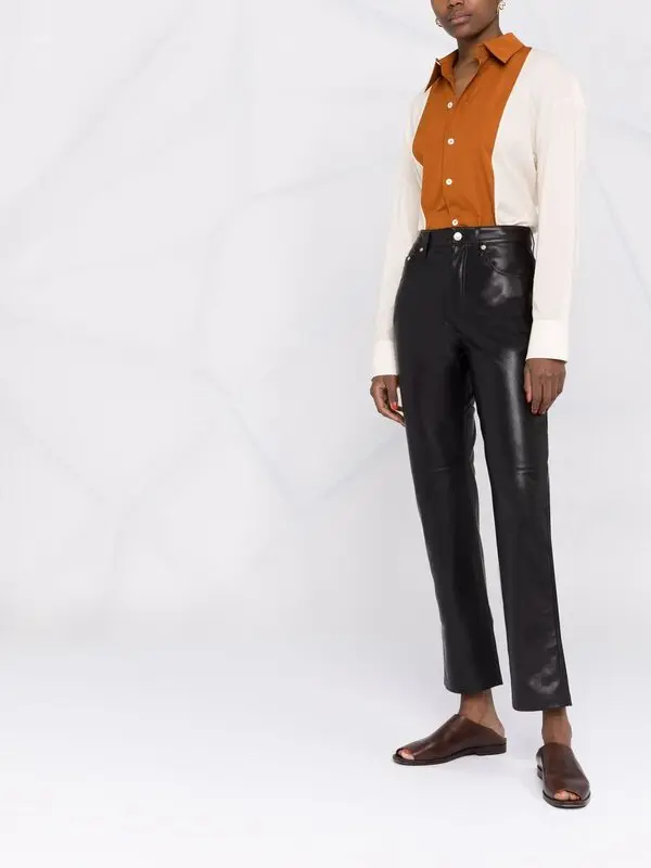 Nanushka Faux-leather Cropped Trousers - Black