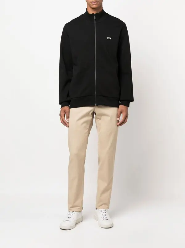 Lacoste High-neck Zip-front Sweatshirt - Black
