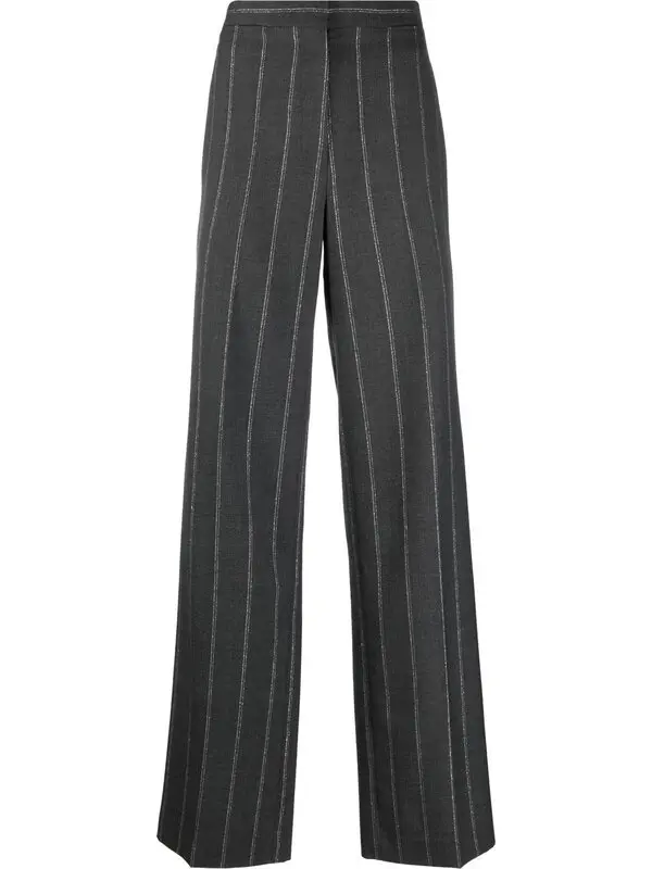 Stella McCartney Stitch-detail Striped Trousers - Grey