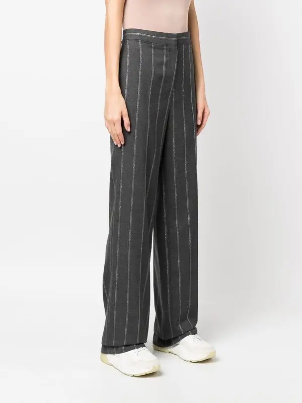 Stella McCartney Stitch-detail Striped Trousers - Grey